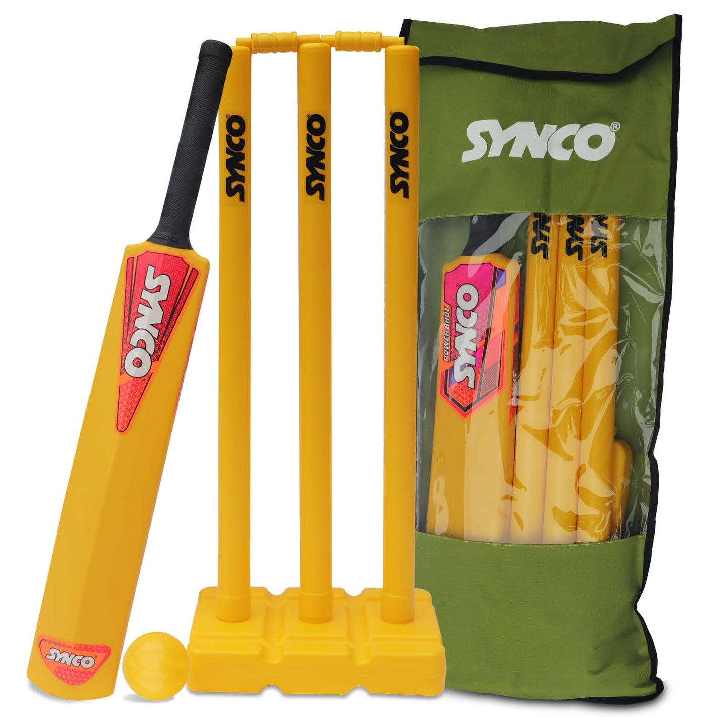Synco Plastic Cricket set with Ball and Carry bag combo for Age Group ...