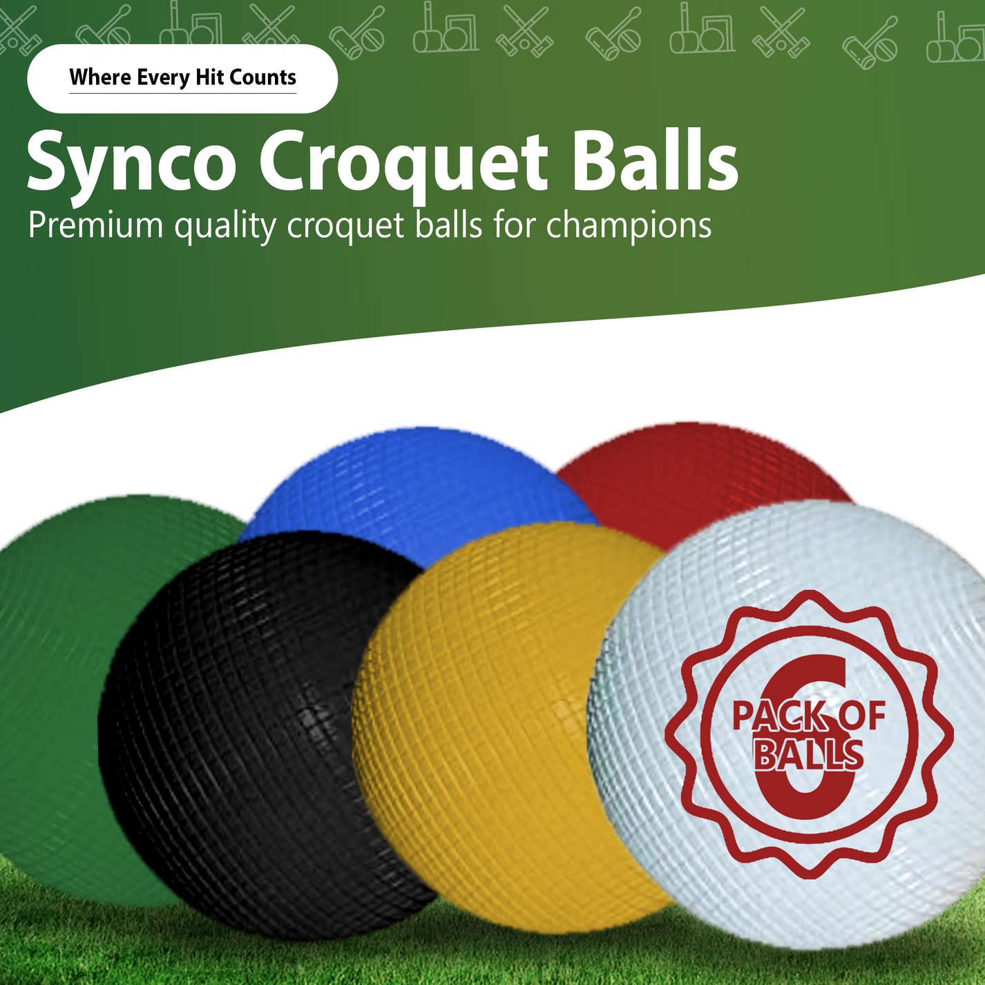 Buy Synco Croquet Ball Replacement, Set of 6 Colored DiamondCroquet ...
