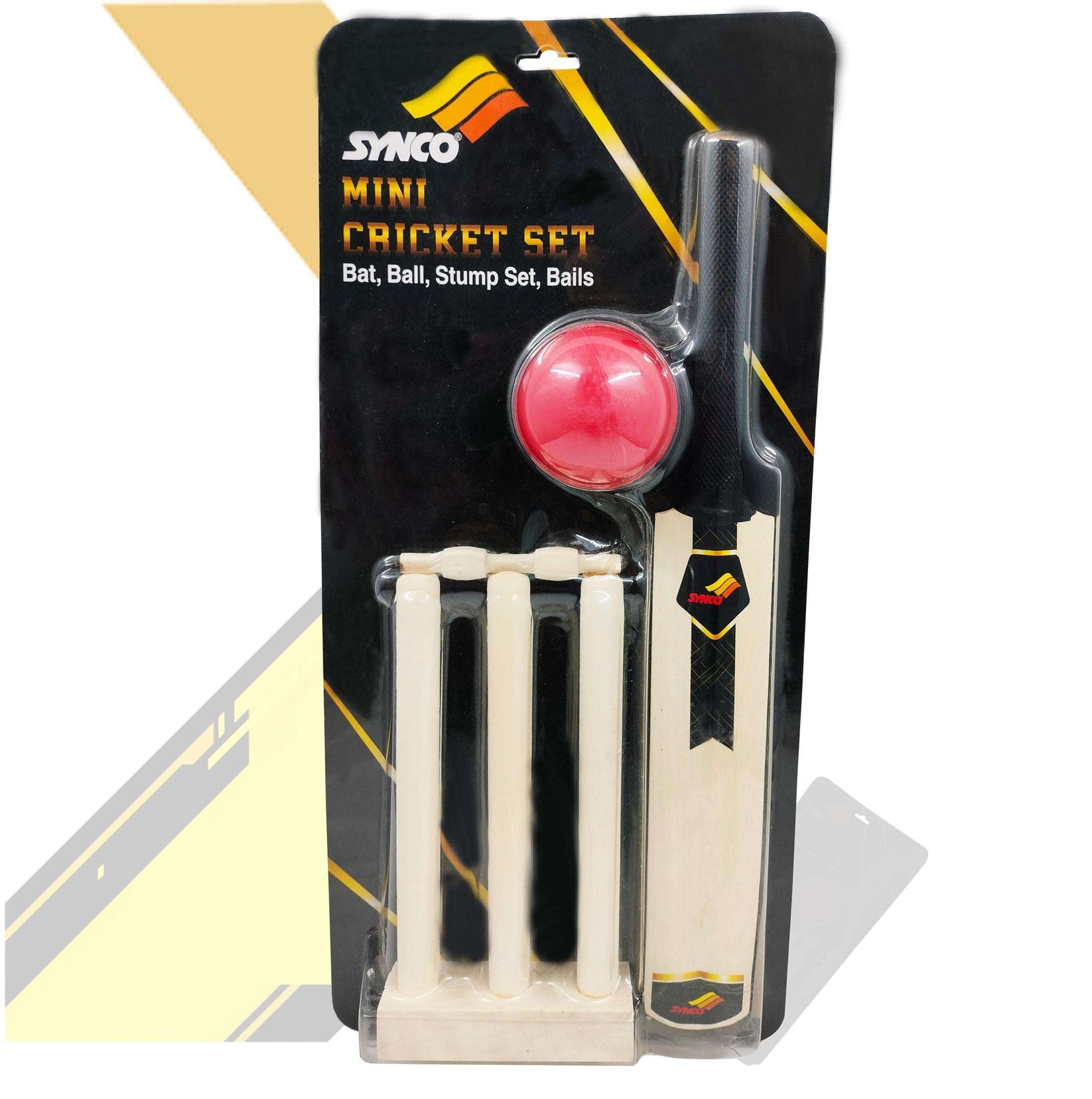 Buy Synco Wooden Mini Cricket Set with one bat,Three Stumps wickets and ...